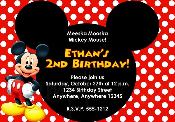 Mickey Mouse Birthday Invitation Sample